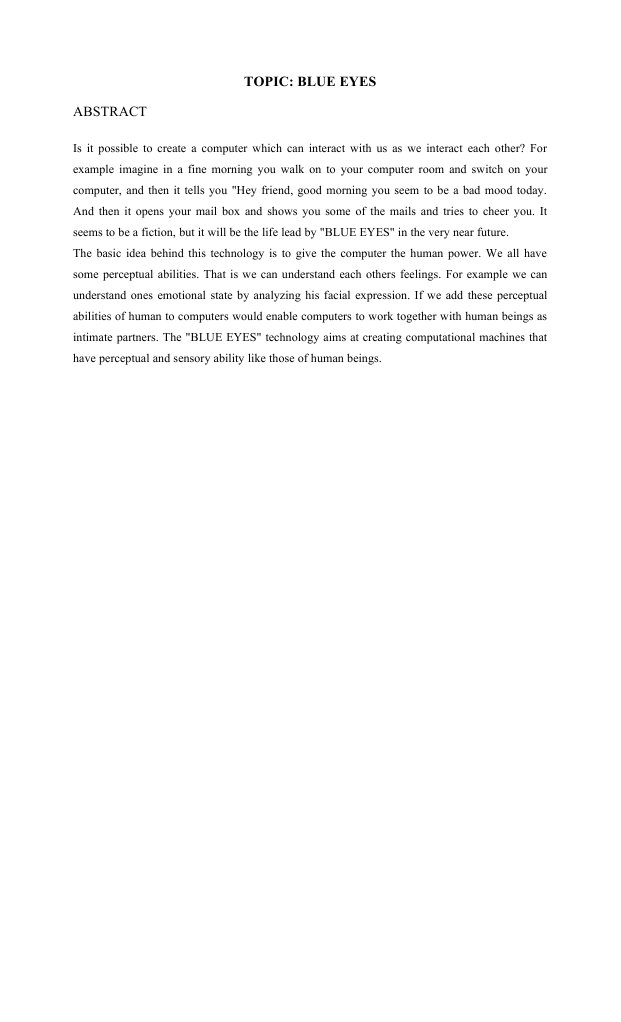 Blue Eyes Technology: Human-Computer Interaction | PDF | Games & Activities