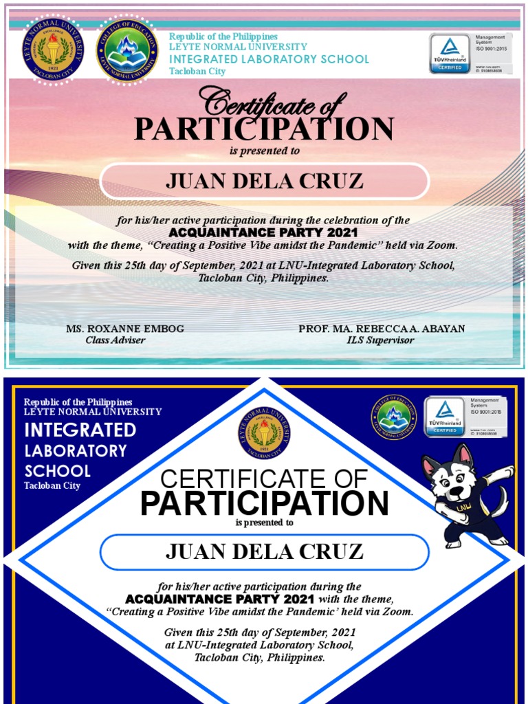 Acquaintance Party Certificate | PDF