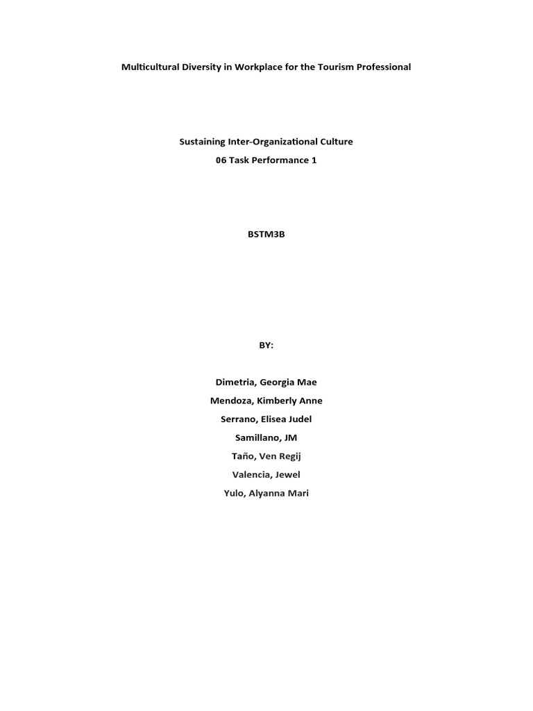 Group 4 - Midterm Task - Multicultural Diversity | PDF | Leadership | Organizational Culture