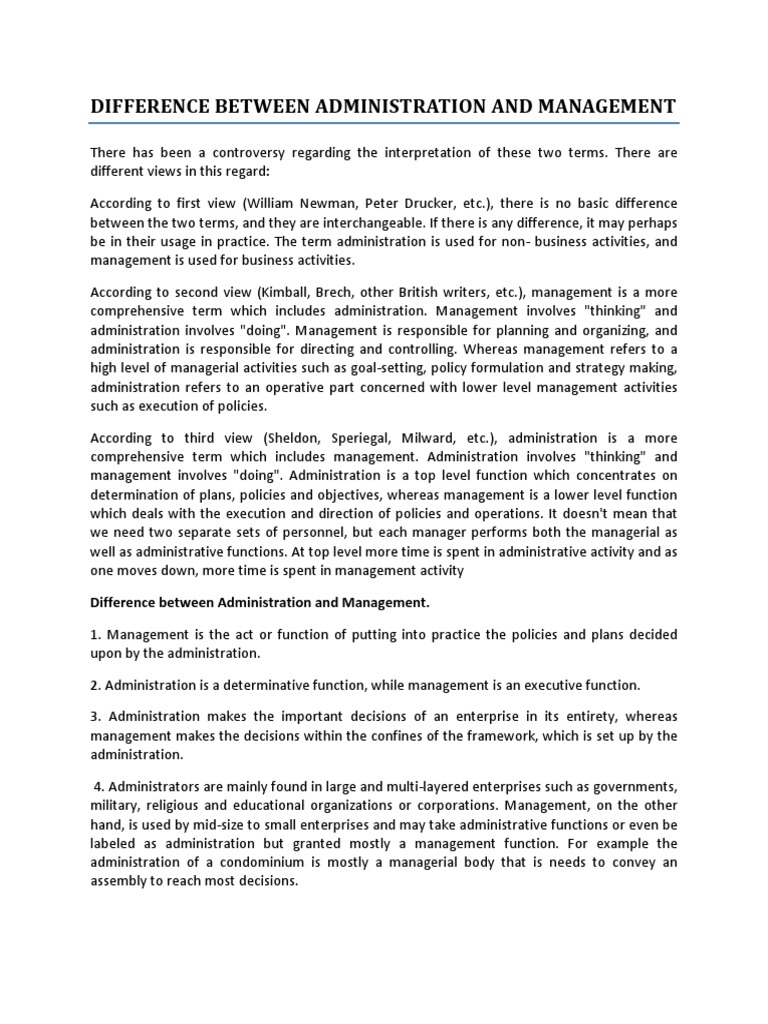 Admin vs. Management Explained | PDF | Business