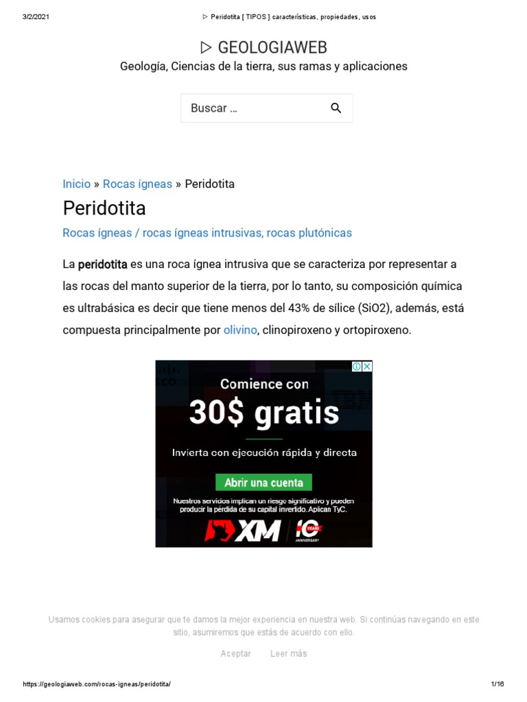 Peridotita (TIPOS) Características, Propiedades, Usos | PDF | Roca ...