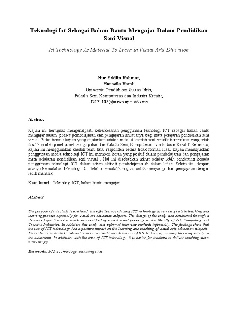 ARTIKELTeknologi Ict Sebagai Bahan Bantu Mengajar Dalam Pendidikan Seni ...