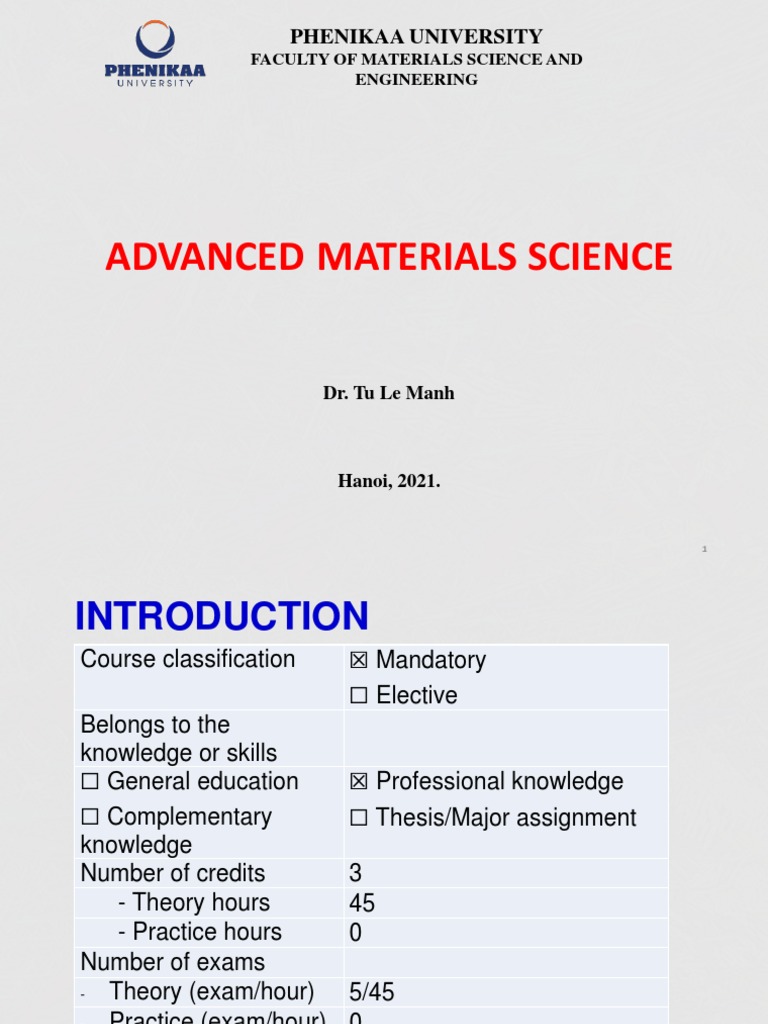 Introduction To The Course UPDATE | PDF | Materials Science | Physics