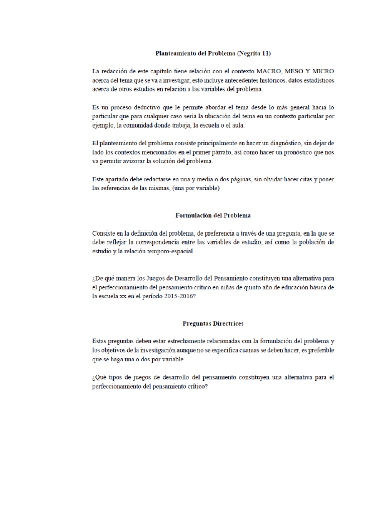 Preguntas Directrices | PDF