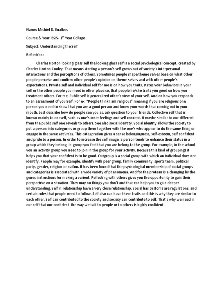 Reflection-Understanding The Self | PDF | Self | Metaphysics Of Mind