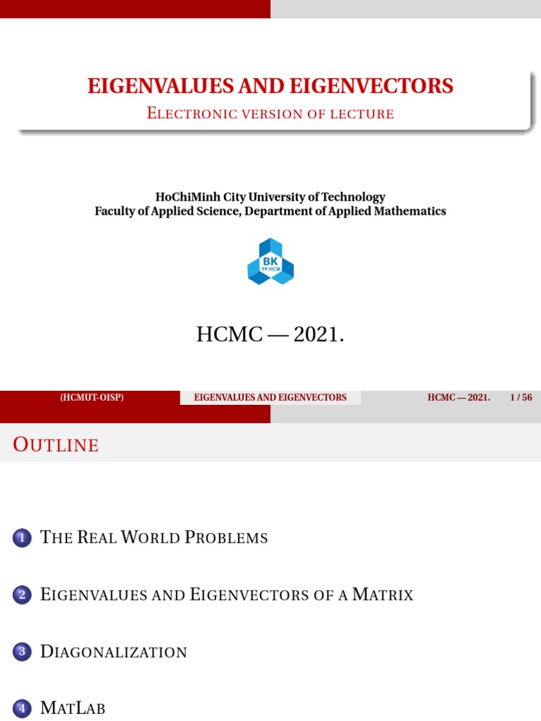 Eigenvalues and Eigenvectors: HCMC - 2021 | PDF | Eigenvalues And Eigenvectors | Theoretical Physics