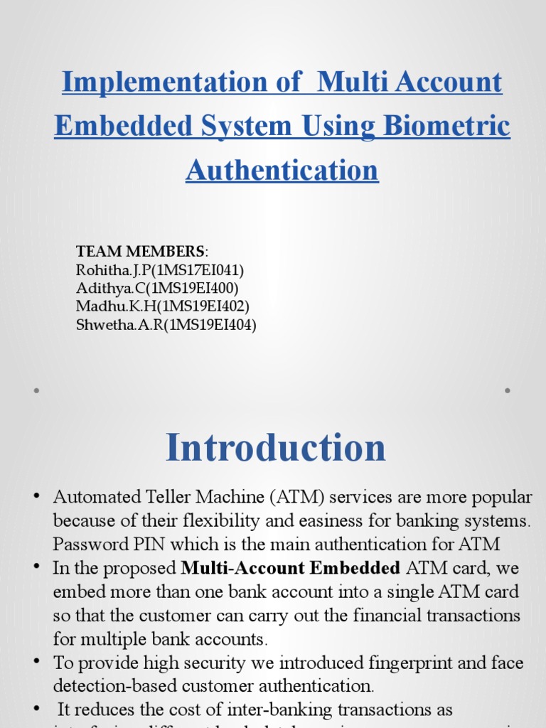 Implementation of Multi Account Embedded System Using Biometric Authentication | PDF | Automated ...