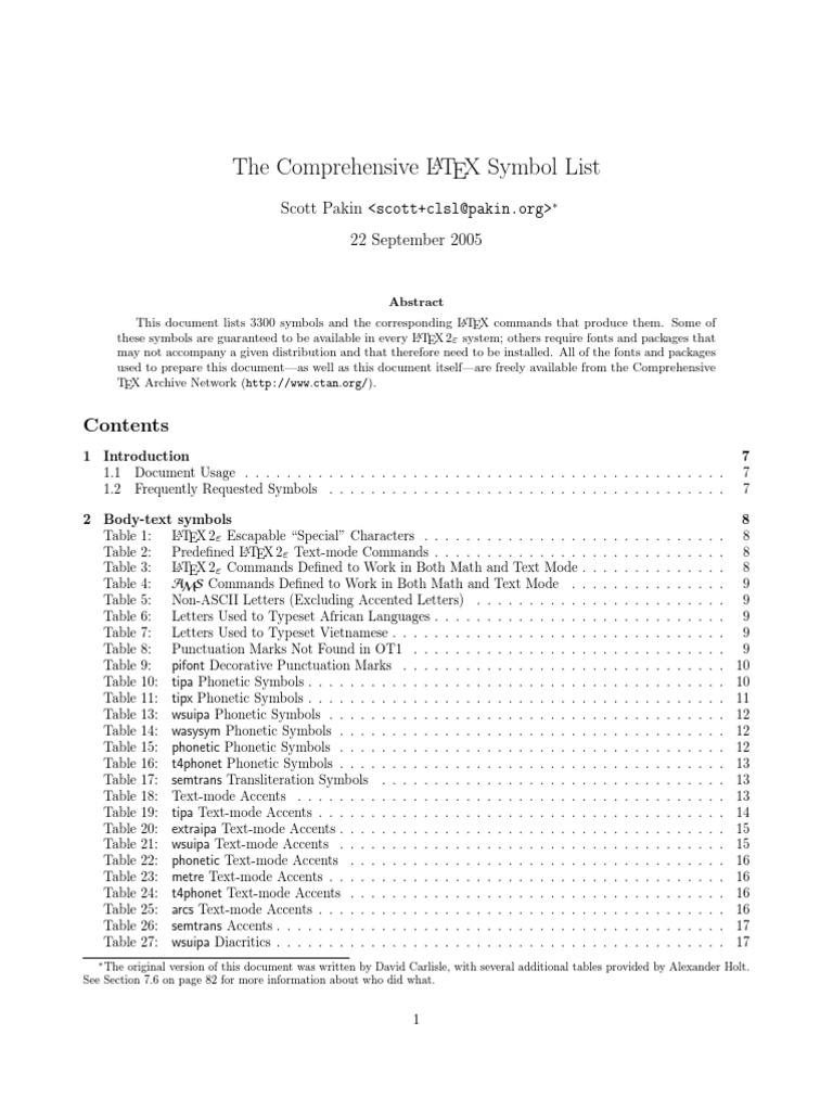 LaTeX Symbols Letter | PDF | Te X | Notation
