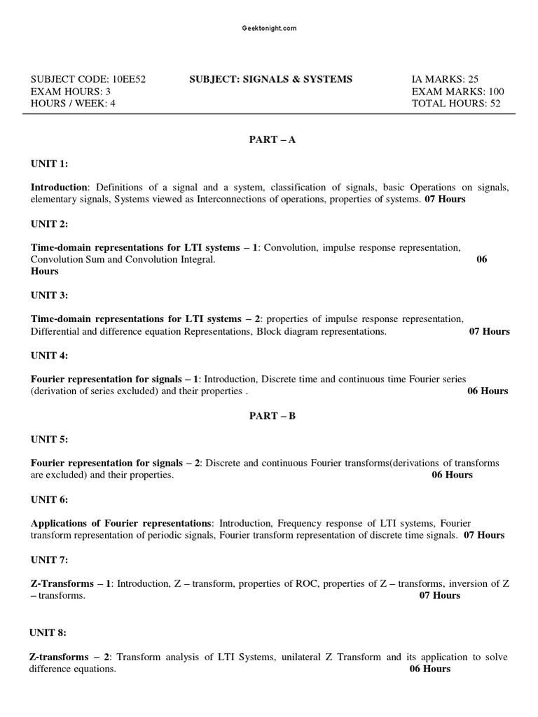 Signals & Systems Course Guide | PDF | Convolution | Discrete Time And Continuous Time