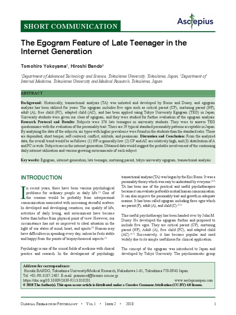 The Egogram Feature of Late Teenager in The Internet Generation ...