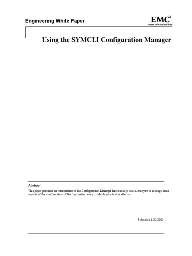 Using The Symcli Configuration Manager Pdf Data Management Information Technology Management