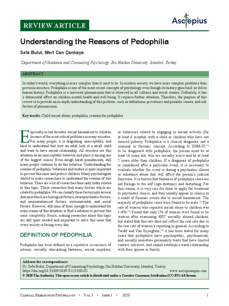 Understanding The Reasons of Pedophilia | PDF | Pedophilia | Child Sexual Abuse