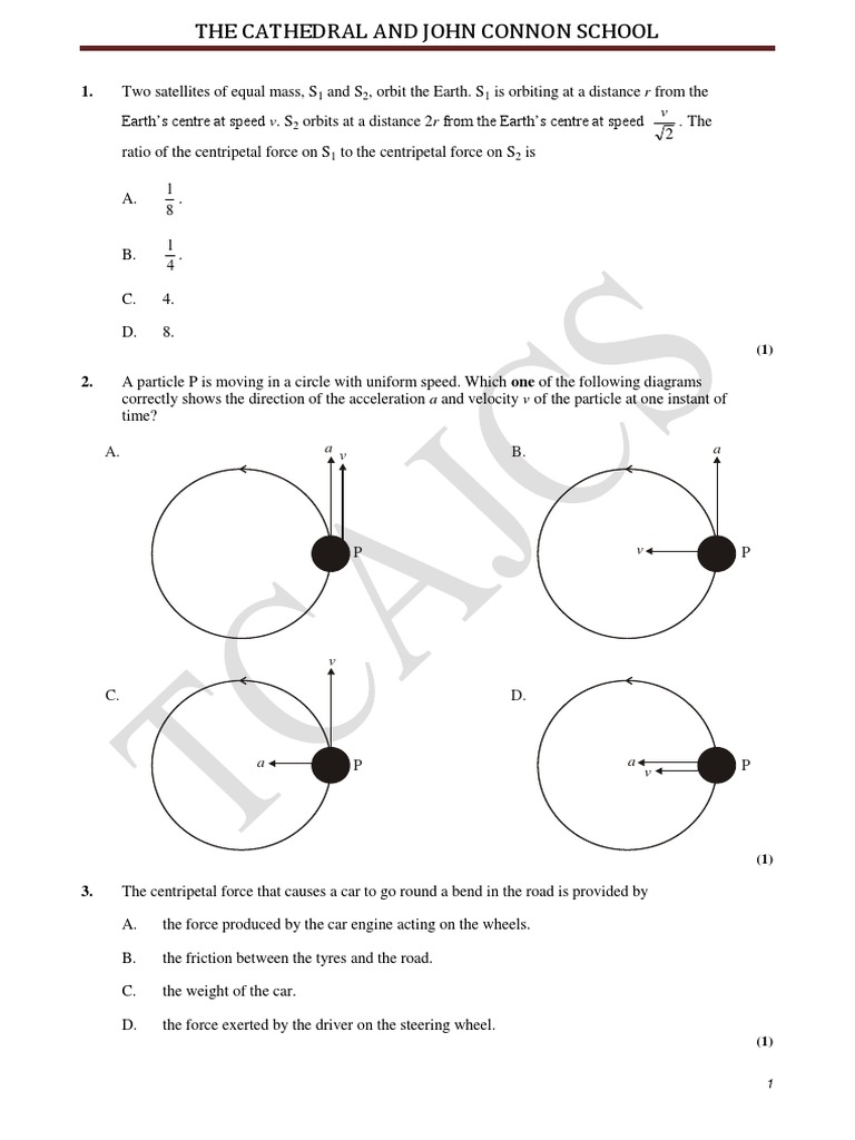 6.1-6.2 Circular Motion and Gravitation-WS - Assignment-6 | PDF | Orbit ...