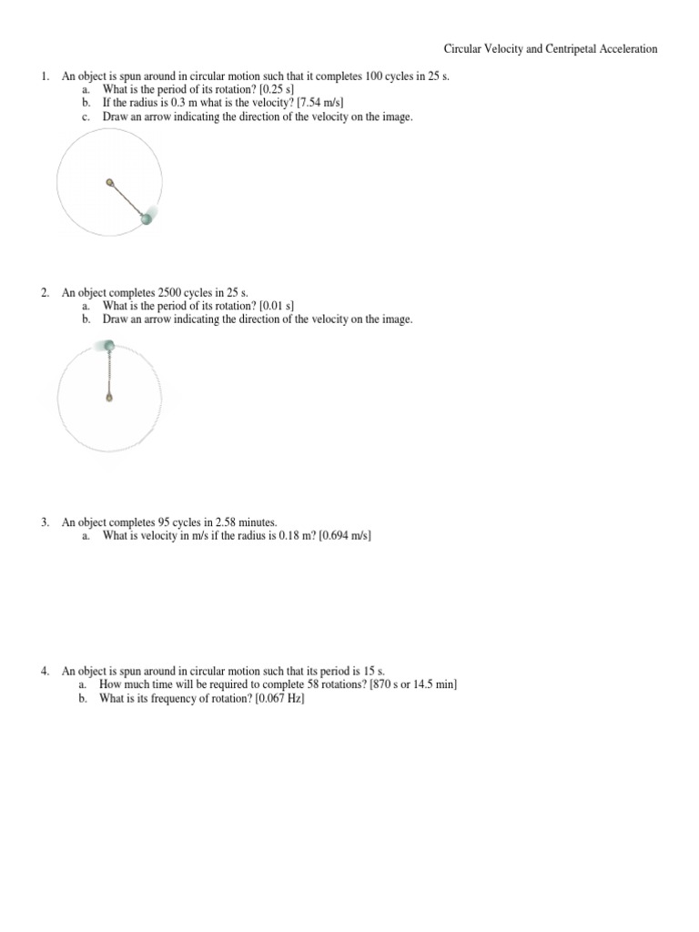ch5 Circular Motion WORKSHEETS IPAD | PDF | Acceleration | Force