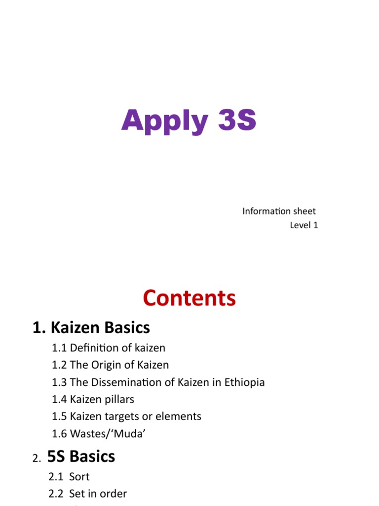 Apply 3S: Information Sheet Level 1 | PDF | Quality Management | Employment