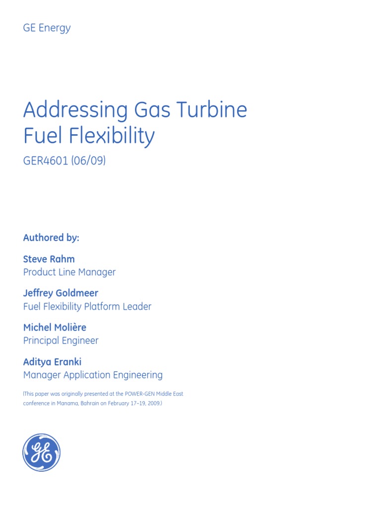 Addressing Gas Turbine Fuel Flexibility: GE Energy | PDF | Natural Gas ...