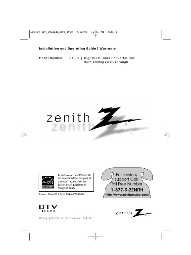 Zenith Dtt901 | PDF | Home & Garden | Technology & Engineering