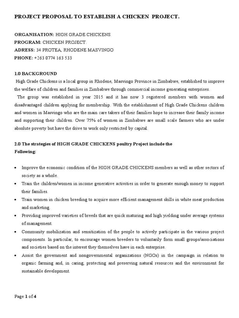 High Grade Chickens Chicken Project Proposal | PDF | Broiler | Economies
