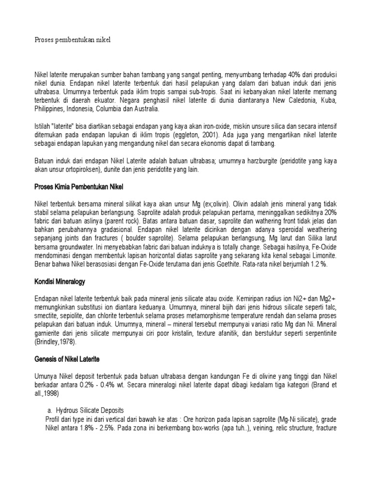 Proses Pembentukan Nikel Laterite | PDF | Seni