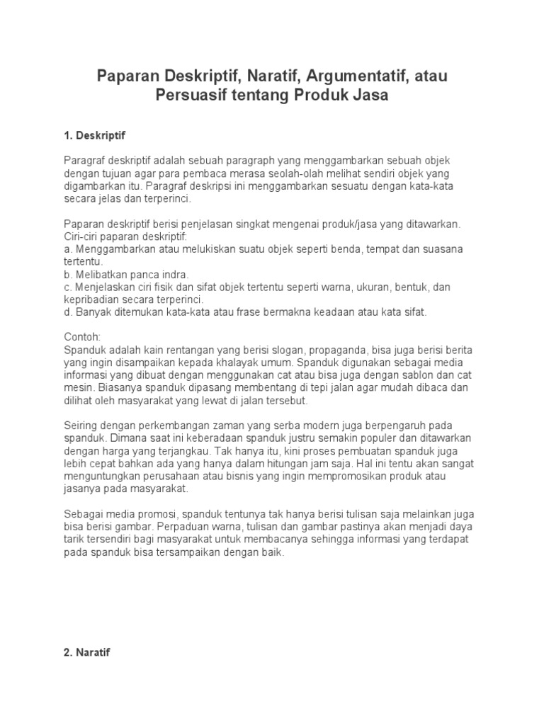 Jenis-Jenis Paparan Teks Deskriptif | PDF | Seni