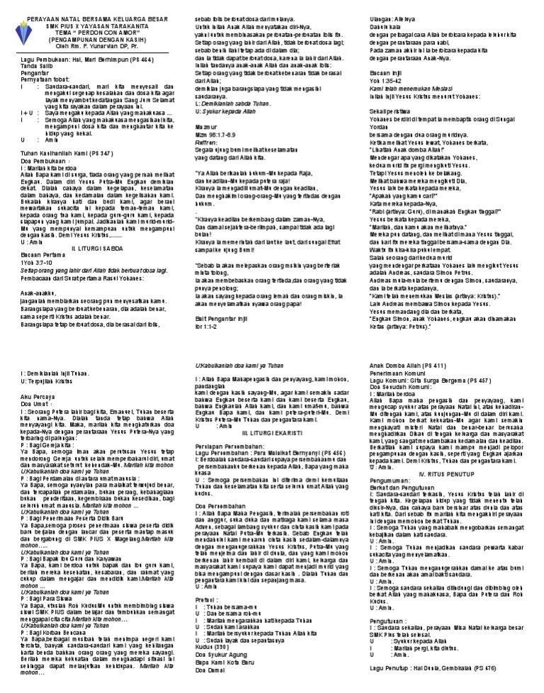 Teks Natal 2018 2019 SMK Pius X Revisi | PDF