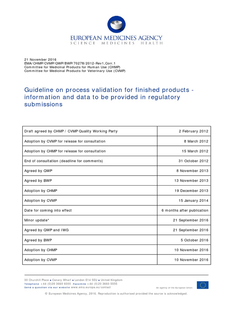 Guideline Process Validation Finished Products Information Data Be ...