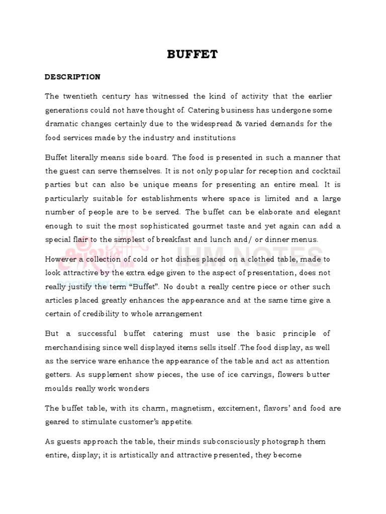 Ch-3 BUFFET | PDF | Tableware | Meal