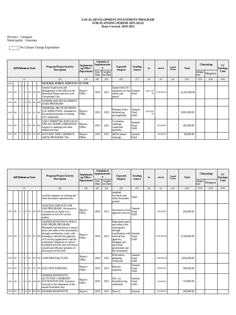 Local Development Investment Program FOR PLANNING PERIOD 2019-20124 ...