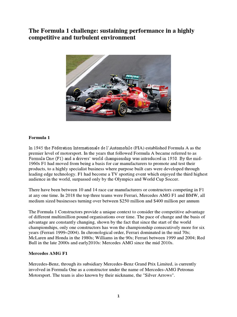 The Formula 1 Challenge: Sustaining Performance in A Highly Competitive ...