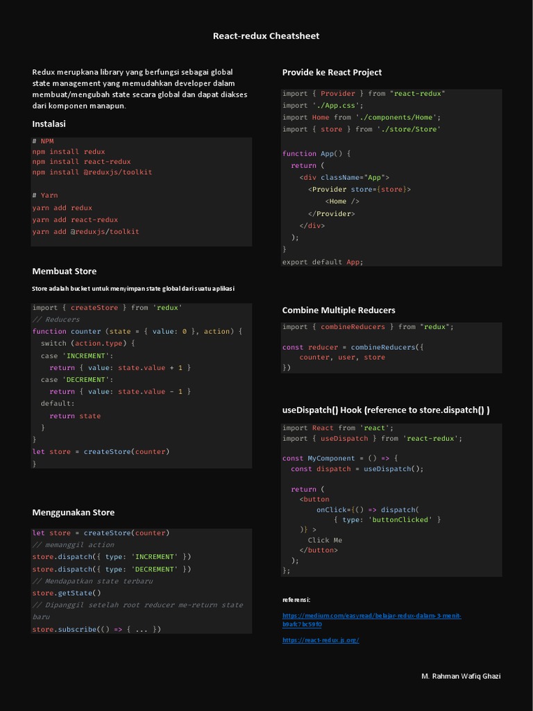 React-Redux Cheatsheet: Provide Ke React Project | PDF | Computing | Software
