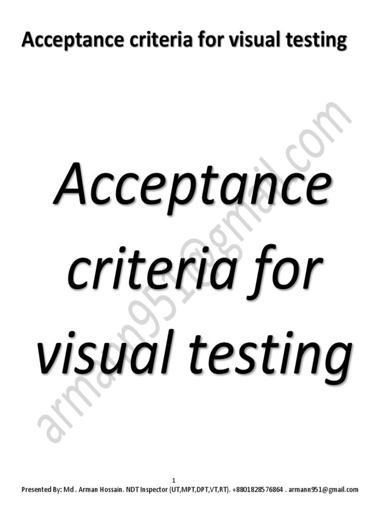 VT Acceptance Criteria PDF | PDF | Nondestructive Testing | Construction