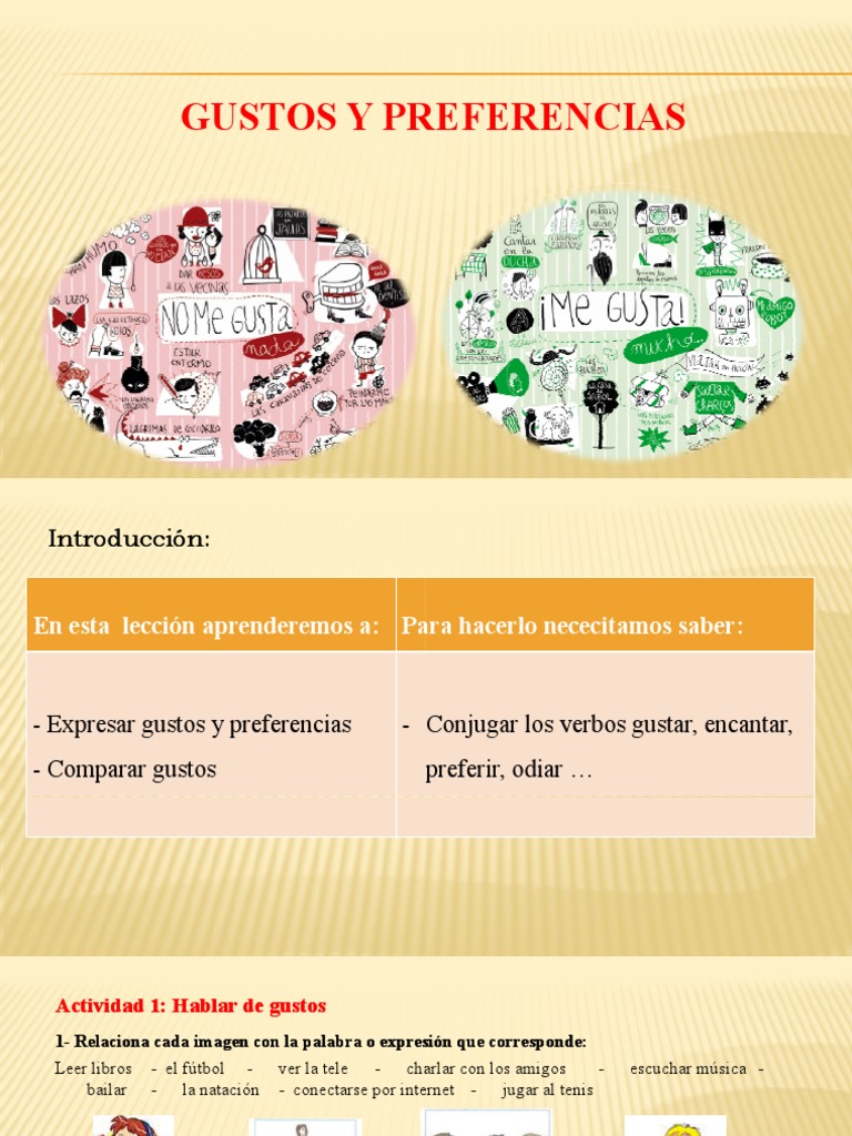 Gustos y Preferencias | PDF | Verbo