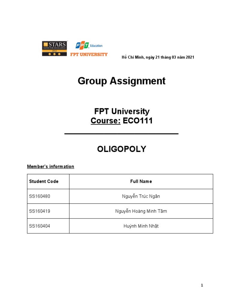Group Assignment: FPT University Course: ECO111 | PDF | Addiction | Tobacco Smoking