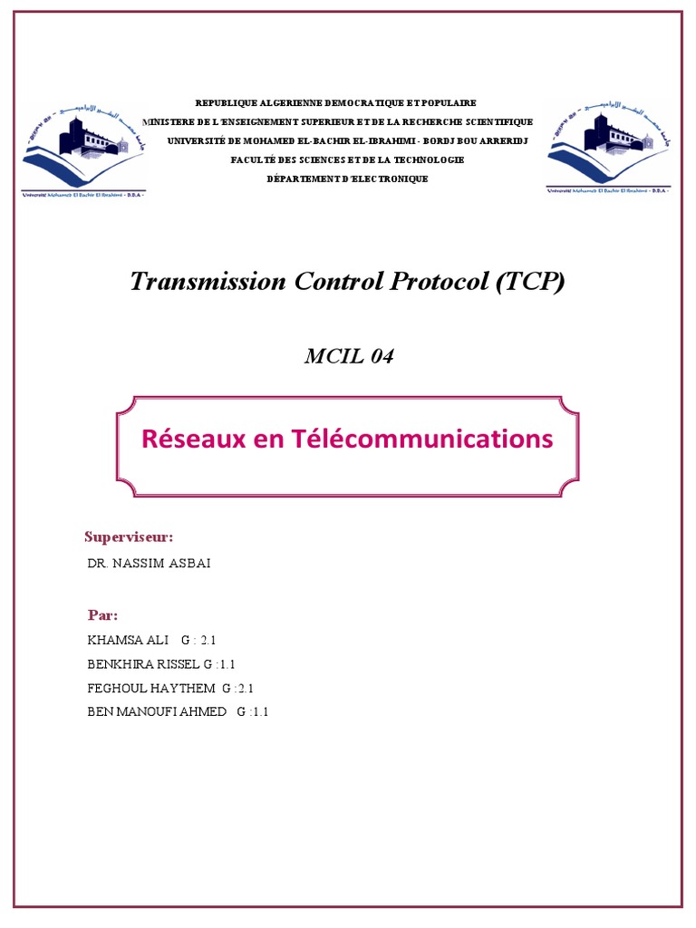 Réseaux en Télécommunications: Transmission Control Protocol (TCP) | Download Free PDF ...