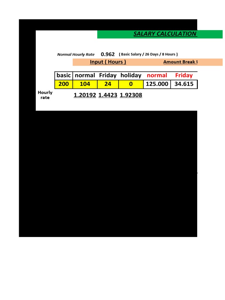 Salary Calculation Sheet | PDF | Finance & Money Management