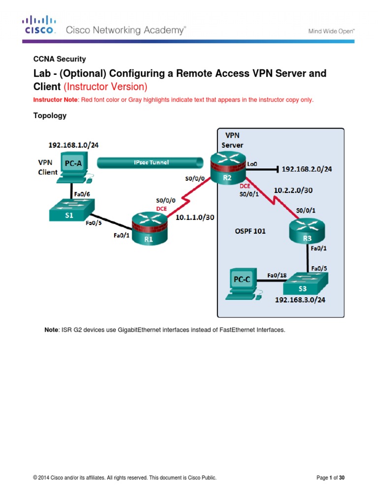 8.7.1.3 Lab - (Optional) Configuring A Remote Access VPN Server and ...