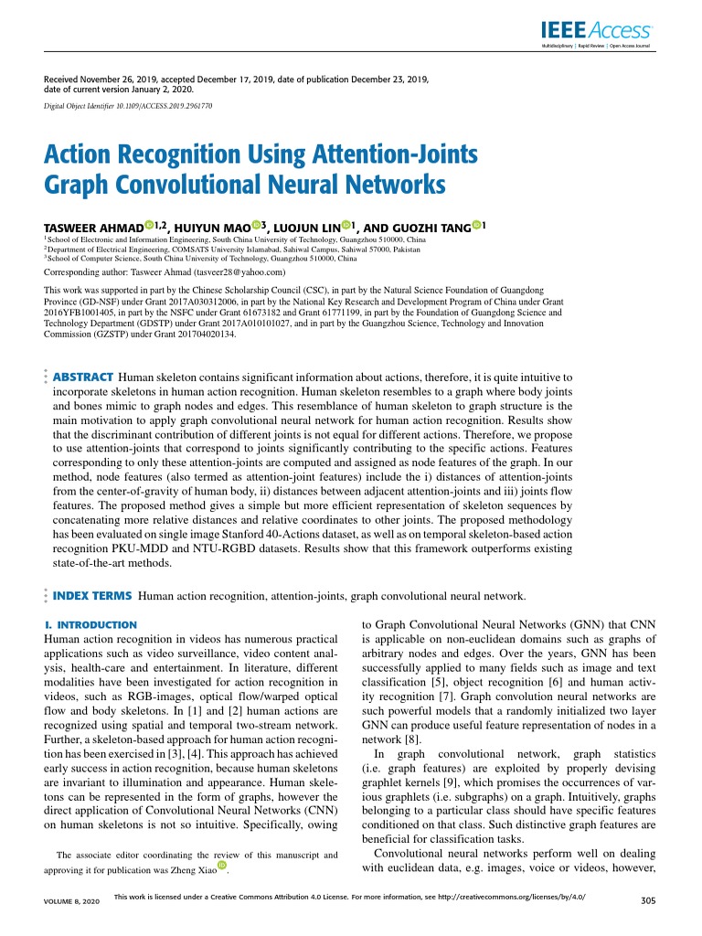Action Recognition Using Attention-Joints Graph Convolutional Neural Networks | PDF