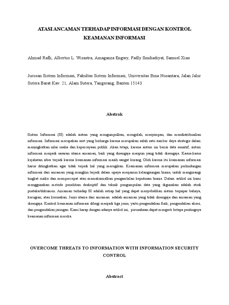 Atasi Ancaman Informasi Dengan Kontrol Keamanan | PDF