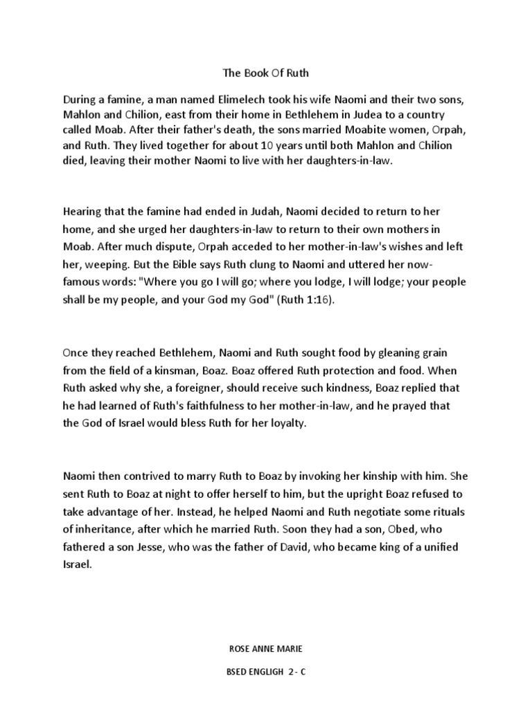 The Book of Ruth Summary | PDF
