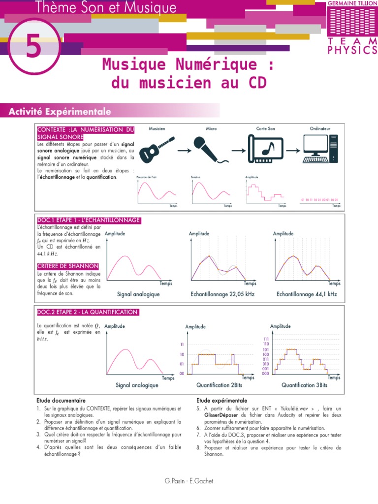 Numérisation du Son : Échantillonnage et Quantification | PDF ...