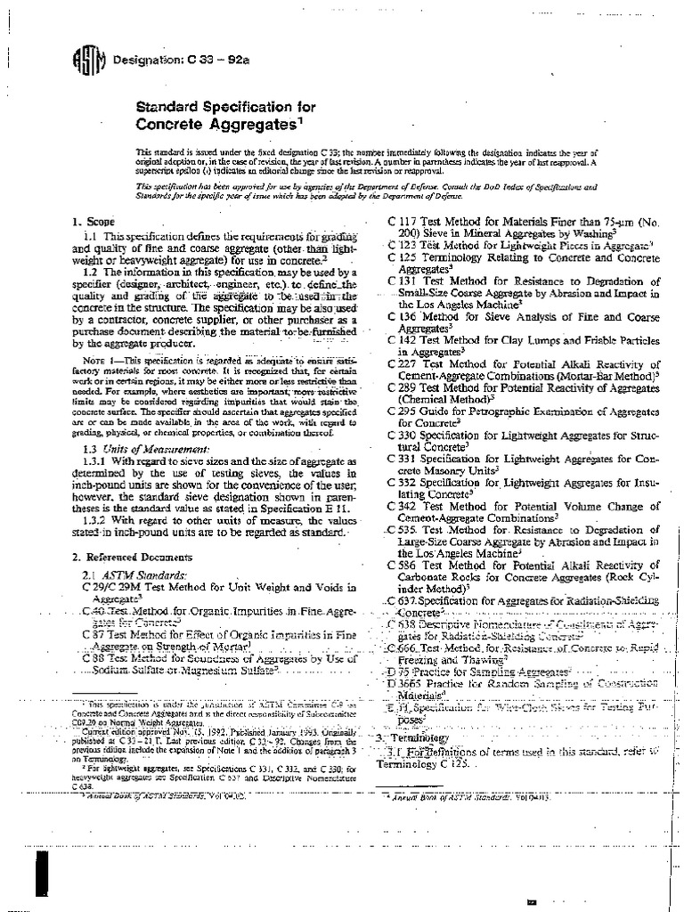 Astm C-33-92a | PDF