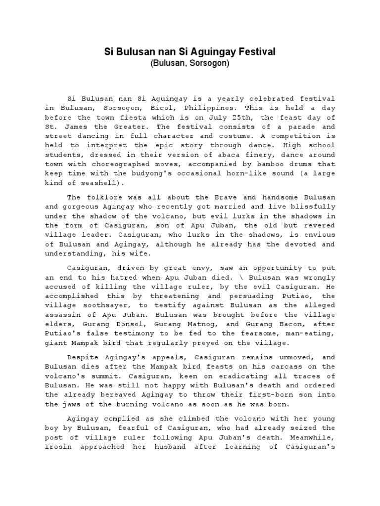Si Bulusan nan Si Aguingay Festival | PDF | Art