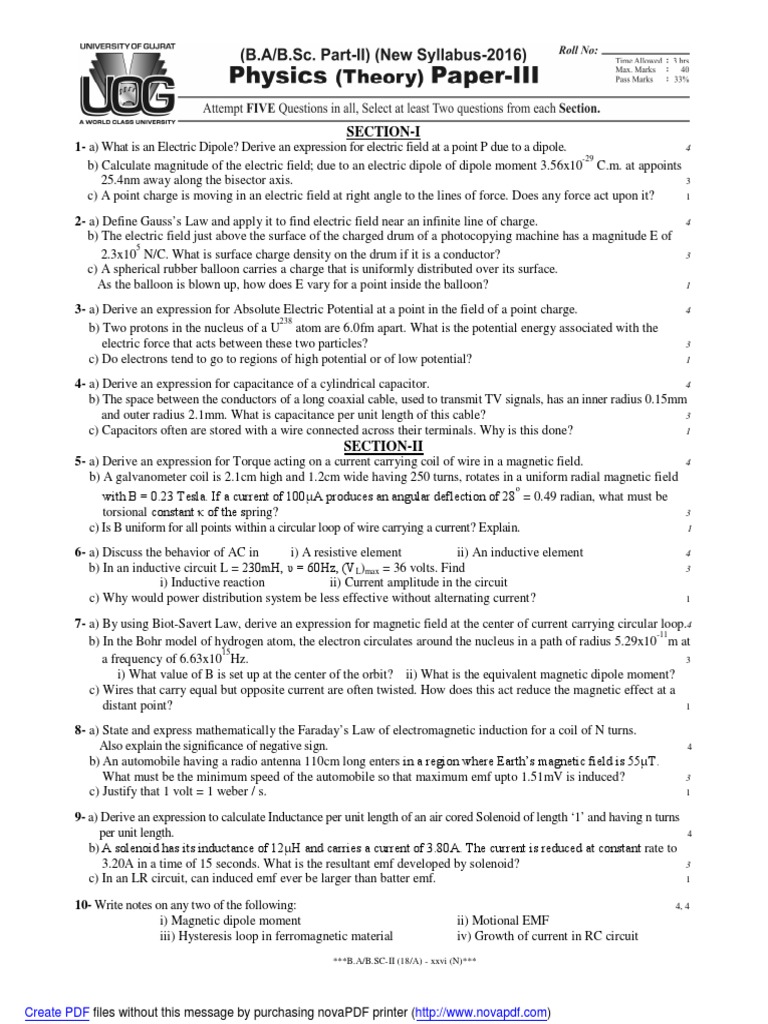 Physics Exam Prep: Electromagnetism | PDF | Inductance | Electric Field