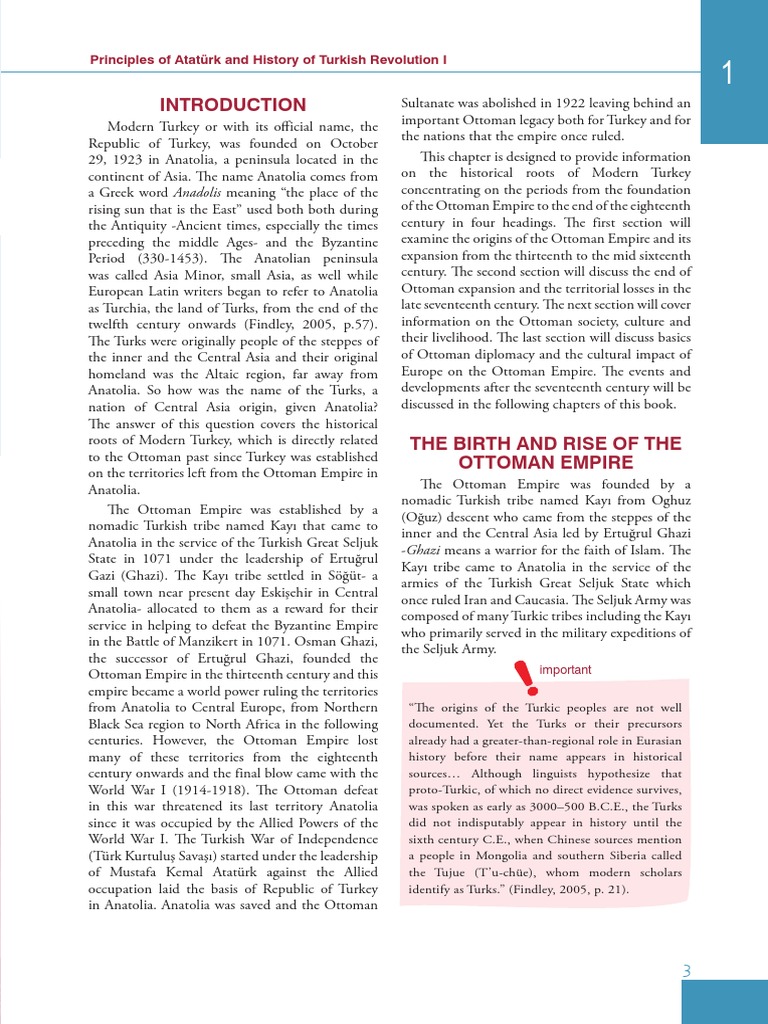 Principles of Atatürk and History of Turkish Revolution I | PDF ...