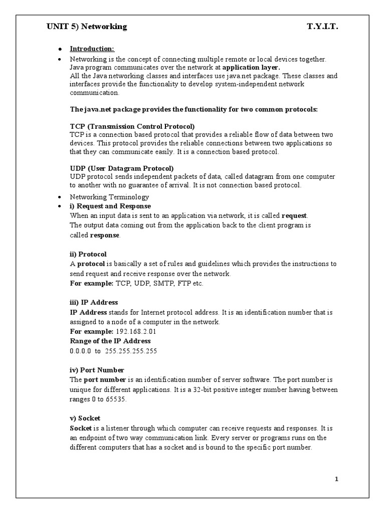 Networking (Unit 5) | PDF | Network Socket | Port (Computer Networking)