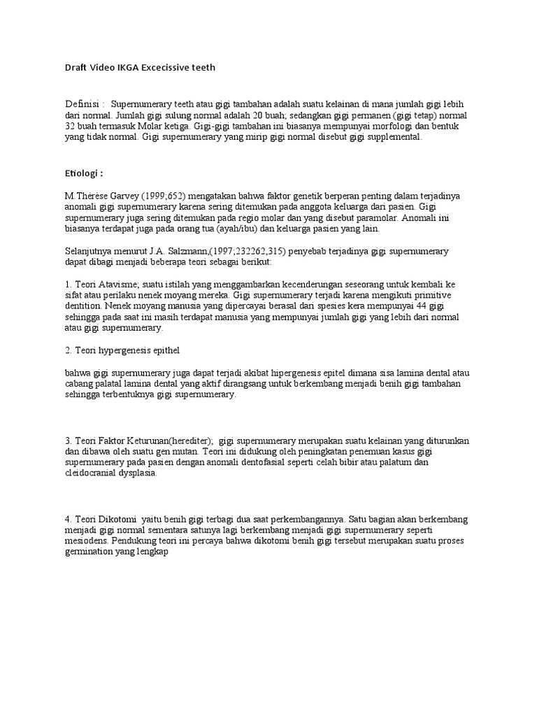 Draft Video IKGA Excecissive Teeth | PDF
