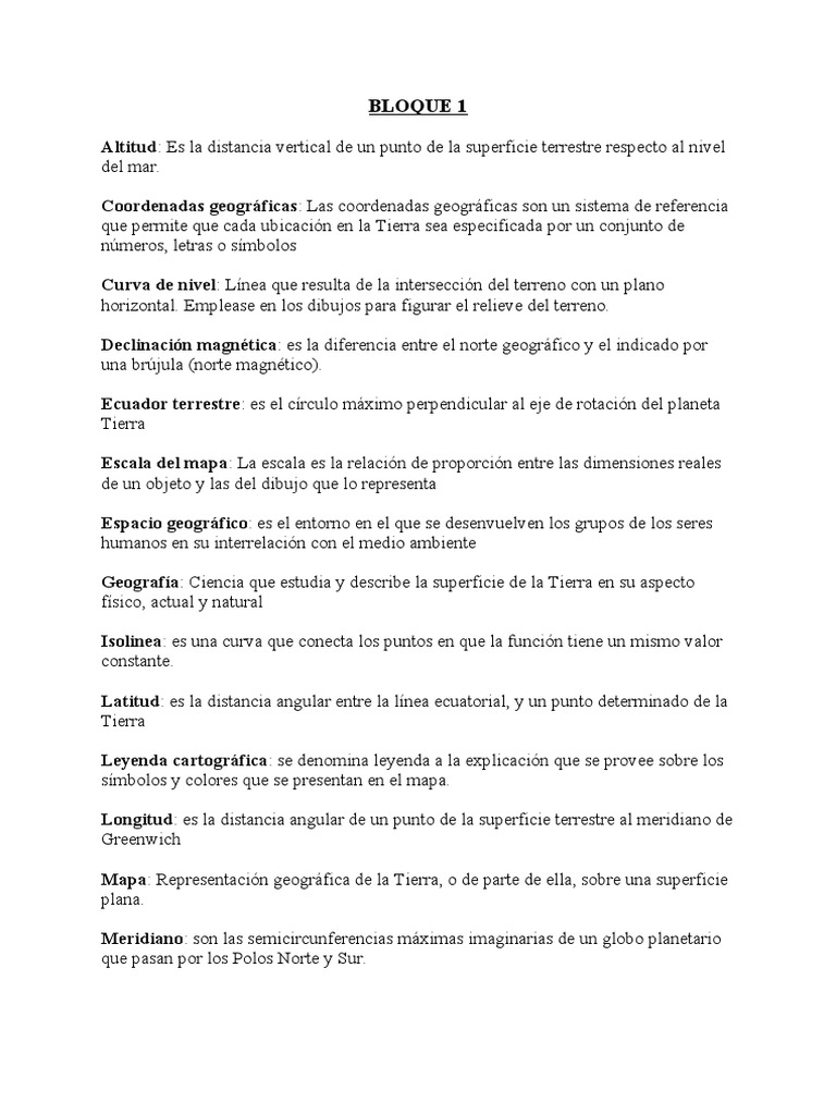 VOCAB Geografia Bloque 0,1y2 | PDF | Tierra | Roca (geología)