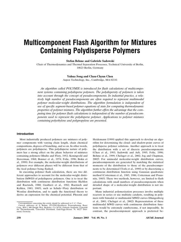 Multicomponente Flash Algorithm | PDF | Polymers | Chemical Equilibrium