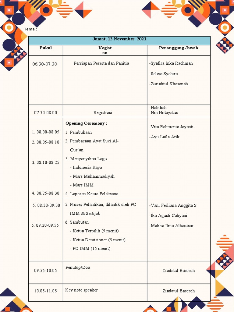 Rundown Pelantikan 2021 | PDF