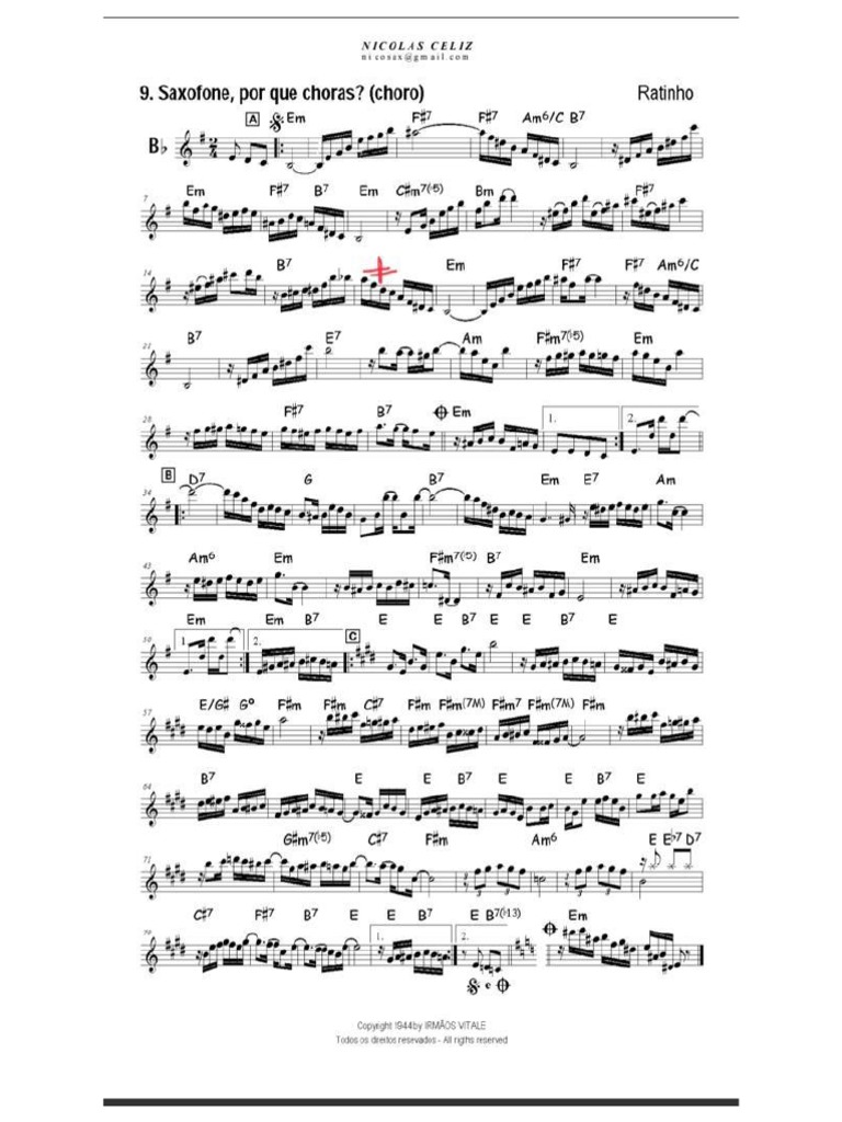 Saxofone, Por Que Choras | PDF
